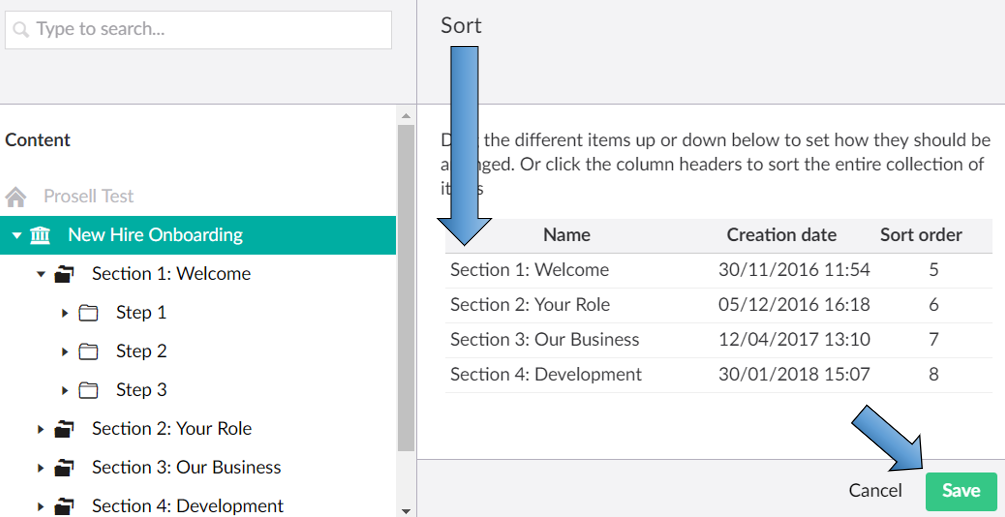 Re-ordering content (sections, steps and activities) – On.Board (by ...