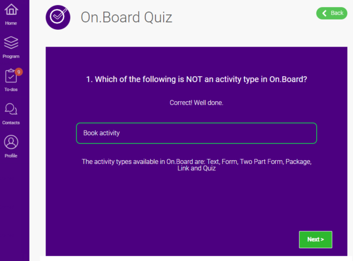 Activity Types: Quiz – On.Board (by Prosell Learning Ltd)